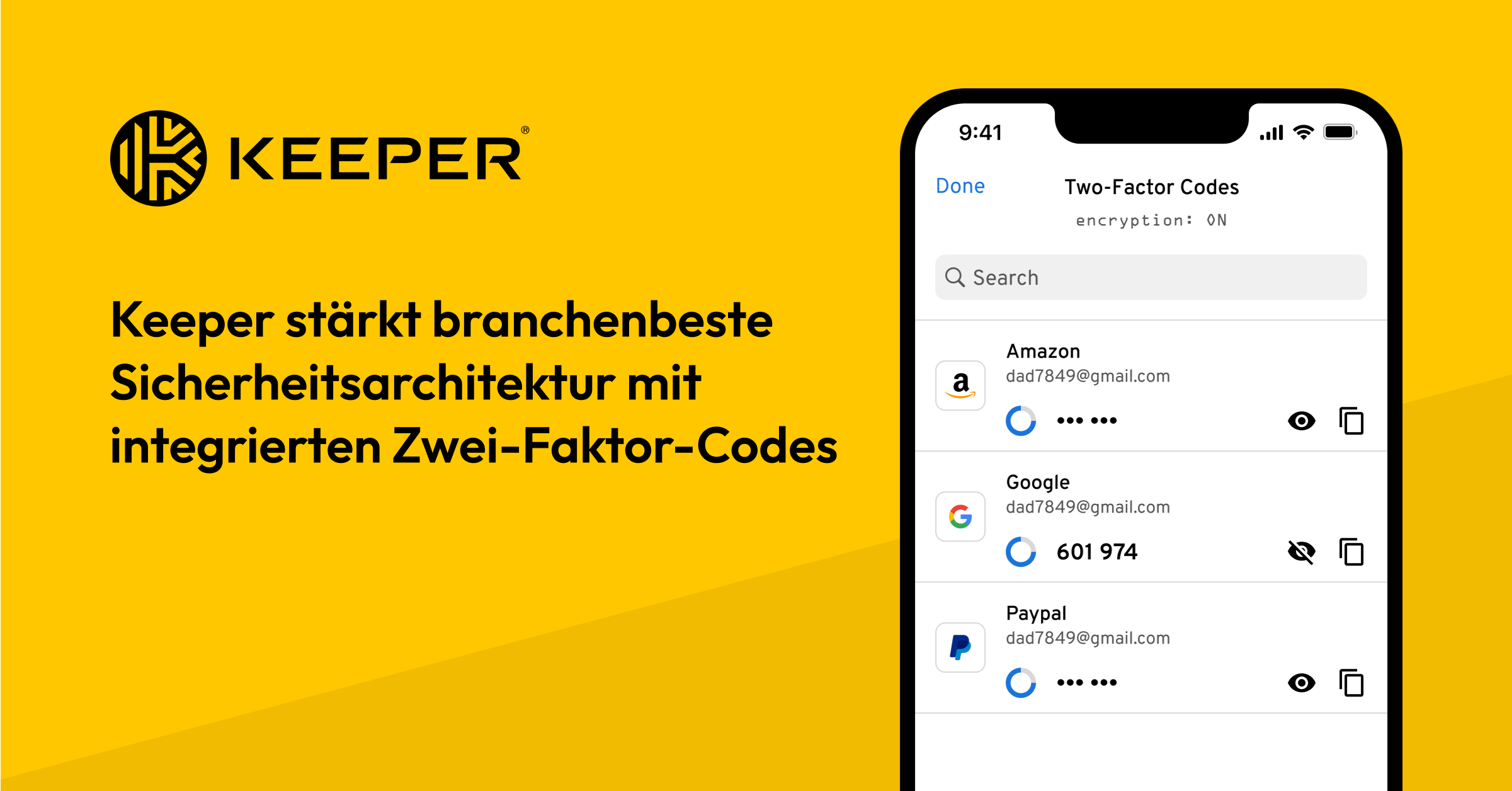 Integrierte Zwei-Faktor-Authentifizierung (2FA) Codes mit Keeper