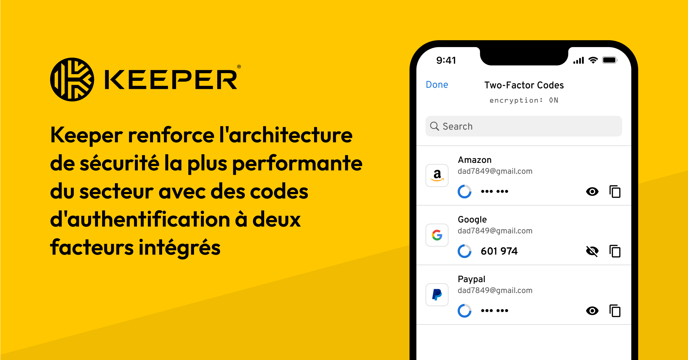 Codes d'authentification à deux facteurs (2FA) intégrés avec Keeper